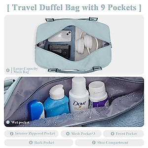 Travel Duffel Bag with Shoes Compartment, Weekender Overnight Bag for Women,Carry on Personal Item Bag,Gym Bag