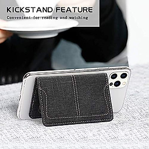 FYY Card Holder for Back of Phone, Cell Phone Card Holder Stick on Wallet Card Case with [Magnetic Closure], Slim 3M Adhesive Card Wallet Compatible for iPhone/Samsung and Most Smart Phones Black
