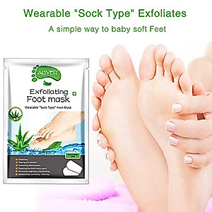Foot Peel Mask 3 Pack， Exfoliator Peel Off Calluses Dead Skin Callus Remover，Baby Soft Smooth Touch Feet-Men Women (Aloe Vera)