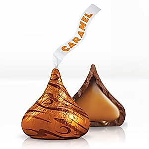 Hershys KISSES Caramel Chocolate Candy, Great for Thanksgiving and Christmas - Bulk Pack, 2 Lbs