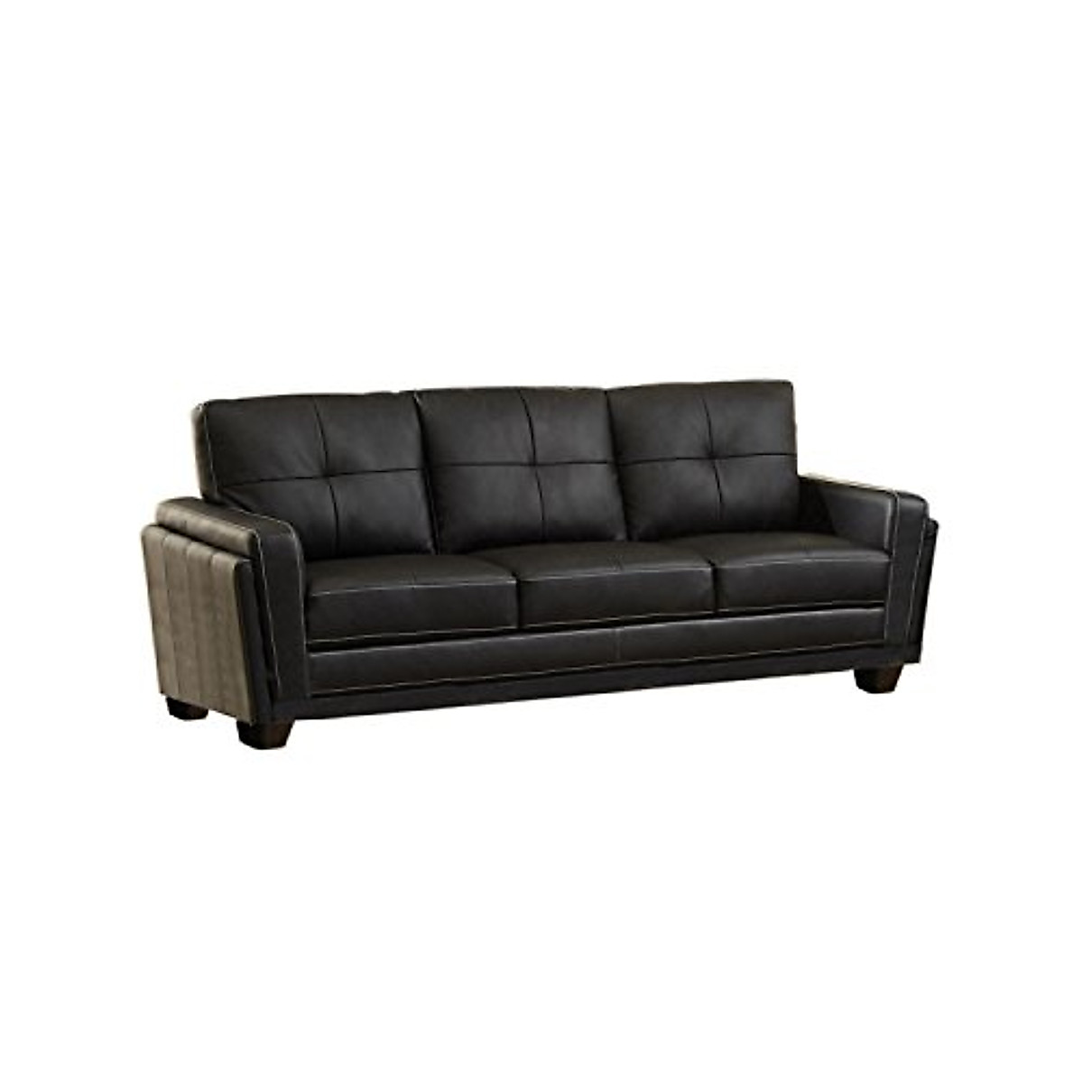 HOMES: Inside + Out Sheradome Modern Black Leatherette Sofa