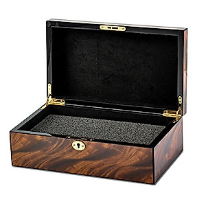 Saris and Things Tiger Wood Veneer High Gloss Finish Multi Use Locking Collector Box