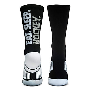 ChalkTalkSPORTS Hockey Athletic Woven Mid-Calf Socks | Eat Sleep Hockey Socks | Size Small