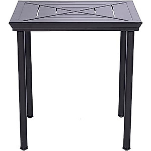 Hanover Montclair 3-Piece All-Weather Outdoor Patio Bistro Dining Set, 2 Swivel Rocker Chairs with Comfortable Seat and Lumbar Cushions, 27" Square Stamped Rectangle Table, Tan