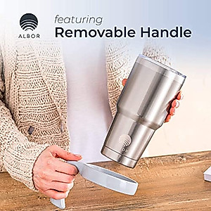 ALBOR Insulated Tumbler with Lid and Straw 30 oz Insulated Coffee Mug with Handle Coffee Mug Triple Insulated Technology with 2 Lids, 2 Metal Straw, Brush and Storage Bag, Stainless Steel