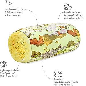 PILLOWY Microbead Log Roll Pillow - Bolster Tube Pillow Cushion Perfect Therapy Pillow - Airy Squishy Soft Bead Bag Bed Room Decoration, Neck Pillow Back Head Body Support, 14" X 8", Forest