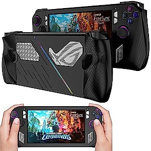 NINKI Silicone Case Compatible ROG Ally Game Console Protector,Flexible Shockproof Anti-Scratch Drop-Proof Non-Slip Full Protective Case for ASUS ROG Ally Gaming Handheld Cover Case Accessories,Black
