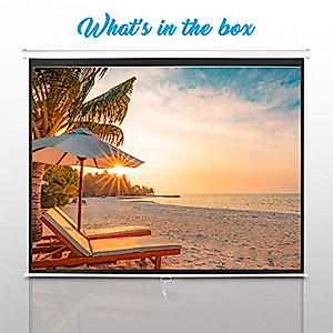 Pyle Manual Pull Down Projector Screen - Universal 100-inch Roll-Down Pull-Down Retractable Manual Projection Screen w/ Auto-Locking, Adjustable Screen Height, Black Masking Border -Home PRJSM1006