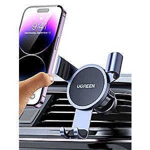 UGREEN Car Vent Phone Mount Gravity Phone Holder Car Air Vent Clip Mount Auto Lock Compatible with iPhone 14 Pro Max 14 Plus, iPhone 13 12 11 Pro Max XR XS 8 7 Plus SE, Samsung Galaxy S22 Smartphone
