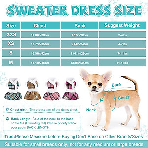 Girl Dog Sweater, Fleece Christmas Dog Dresses for Small Dogs Girl, Puppy Sweater Dog Winter Clothes, Pet Clothing Xmas Dog Sweater Dress Dog Outfit (Small, Greener)