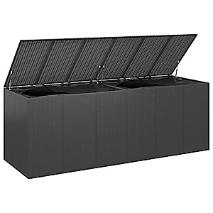 vidaXL Patio Cushion Box Garden Outdoor Lawn Yard Terrace Balcony Backyard Storage Chest Cabinet Cushion Box Furniture PE Rattan Gray