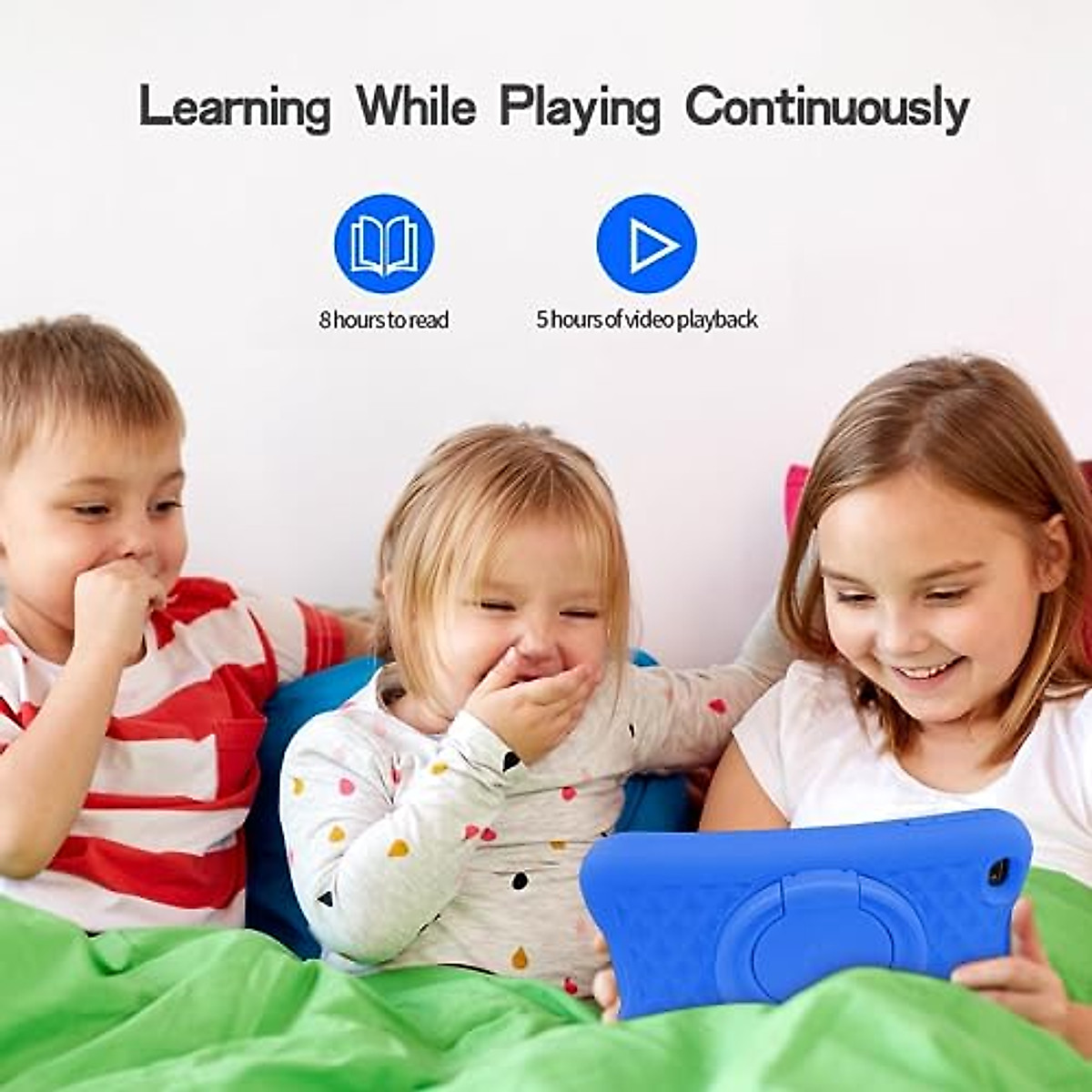 Sxhlseller 8 Inch Kids Tablet for Android10, 32GB ROM 2GB RAM, Quad Core Processor, 1280x800 IPS HD Eye Care Touchscreen, 8MP Camera, Support 512GB Storage, WiFi Tablet PC, Blue (US Plug)