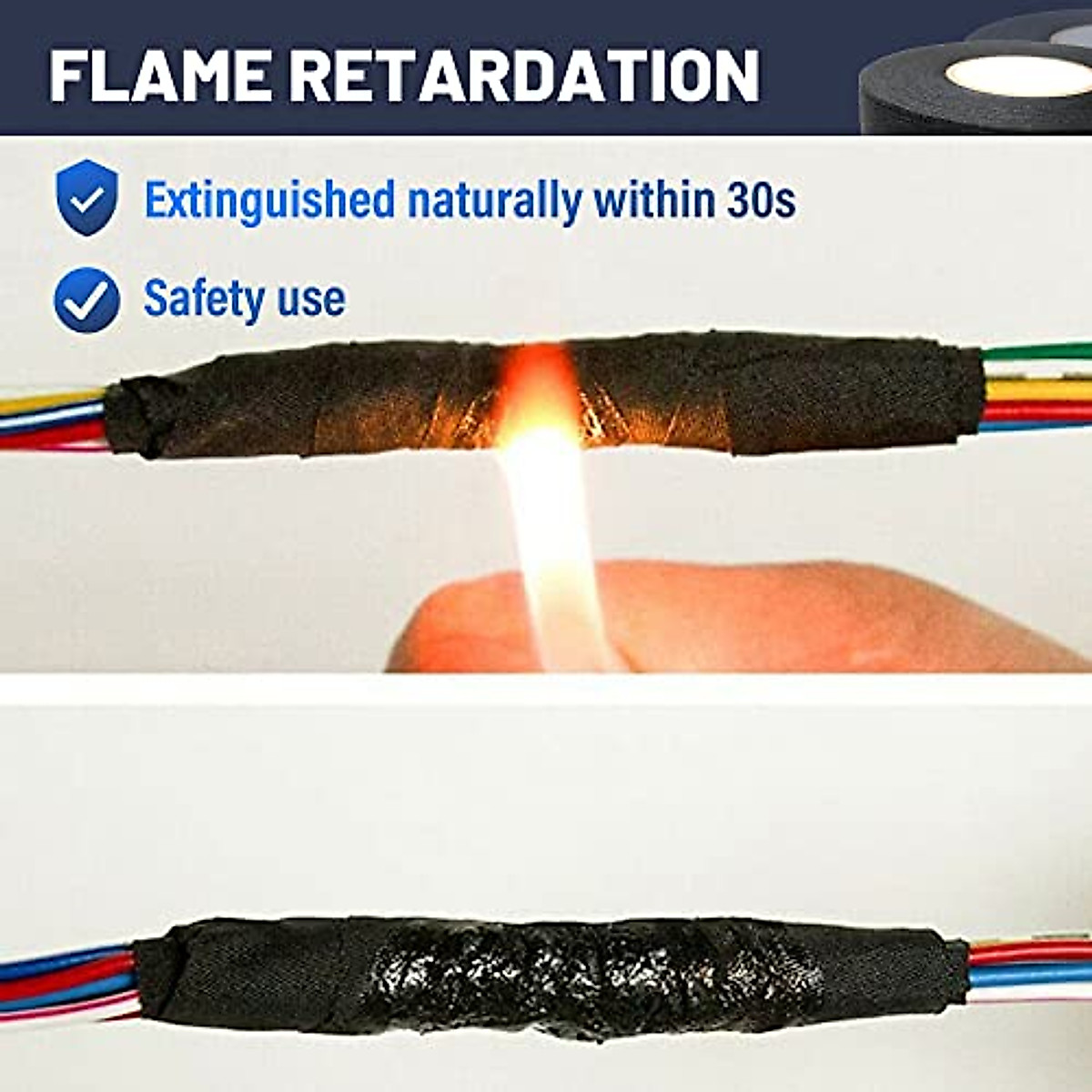 RED WOLF Wiring Harness Tape High Temp Wire Cable Loom Self-Adhesive Fabric Tape for Electrical Automotive Engine Harness Wrap Protection Noise Damping Cables Fixed 3/4 Inch x 50 FT 5 Rolls