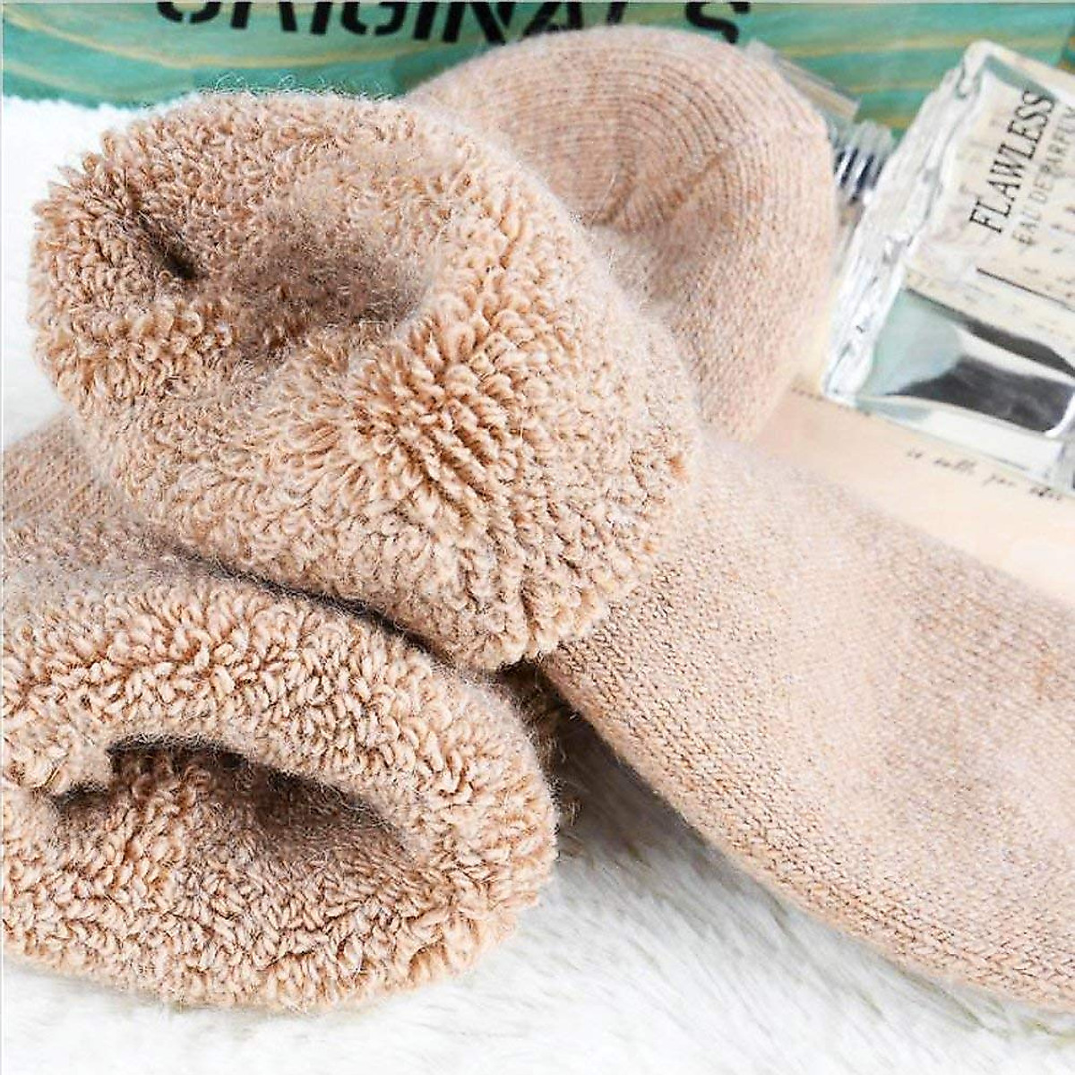 Womens Super Thick Wool Socks - Soft Warm Comfort Casual Crew Winter Socks (Pack of 3-5), Multicolor