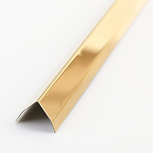 Trimold L Molding Stainless Steel Corner Guards with 90° Angle for Wall Cabinet Baseboard Protection and Decoration, 0.98ft x 0.59in (20pcs)