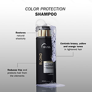 TRUSS Blond Shampoo - Toning & Color Protect Shampoo with Frizz Control - Violet Pigmented Blonde Shampoo that Controls Brassy and Yellow + Orange Tones in Bleached, Highlighted & Gray Hair (300 ml)