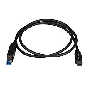StarTech.com USB C to USB B Printer Cable - 1m / 3 ft - Superspeed - USB 3.1 - 10Gbps - USB C Printer Cable - USB Type C to Type B (USB31CB1M) , Black