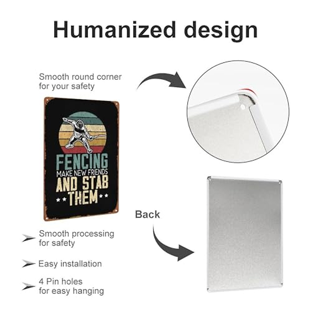 Fencing Makes New Friends physical culture Poster Signs 8 x 12 Inch Decor Funny Chic Art Wall Decort Home Yard Signs Bar Hotel Cafe Pub Indoor Outdoor restauran