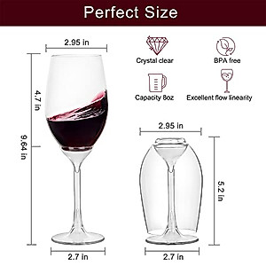 LAKEICUP Foldable Plastic Wine Glasses: 4 Sets Of Shatterproof Tall Glasses 12Oz - Detachable And Reusable