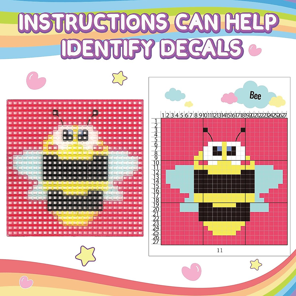 Caydo 8-in-1 Cross Stitch Kit for Beginners Kids, Includes 8 PCS Plastic Canvas with Pre-Patterns, 13 Colors Threads, Instructions, Embroidery Needles for Beginners Sewing