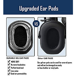 PROHEAR GEP03 Upgraded Gel Ear Pads for Walker's Razor Earmuffs, Comfortable and Soft Replacement Gel Ear Cups with Sealed Bottom Shell