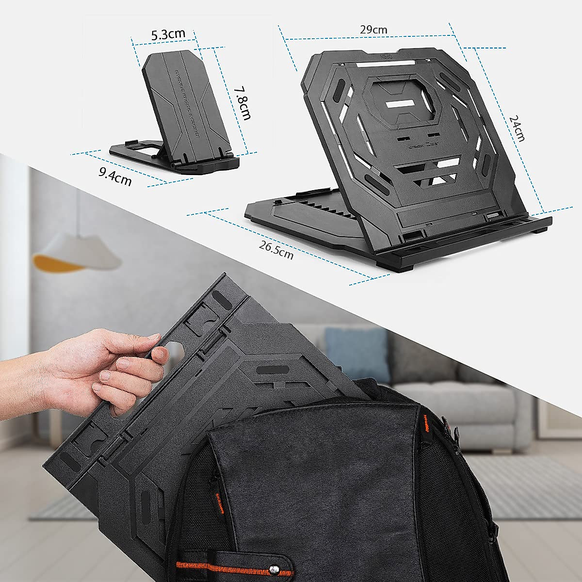 Drawing Tablet Stand, Laptop Stand, Foldable Stand for Pen Tablet Display, 9 Levels Adjustable Angles with a Built-in Phone Holder, for 12-17 inch Drawing Tablet, MacBook, Laptop, iPad, Book, Phone