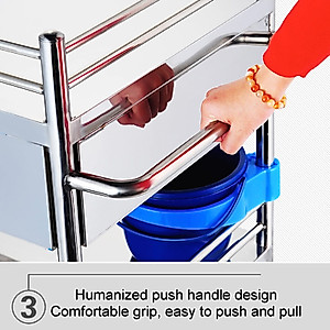 Stainless Steel Medical Cart, Lab Serving Cart, Utility Cart, with Two Drawers for Lab Equipment Use Grade Stainless Steel Utility Services (2 Shelves/ 2 Drawer) ( Size : 60x40cm(23.6x15.7in) )