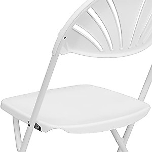 Flash Furniture HERCULES Series 650 lb. Capacity White Plastic Fan Back Folding Chair