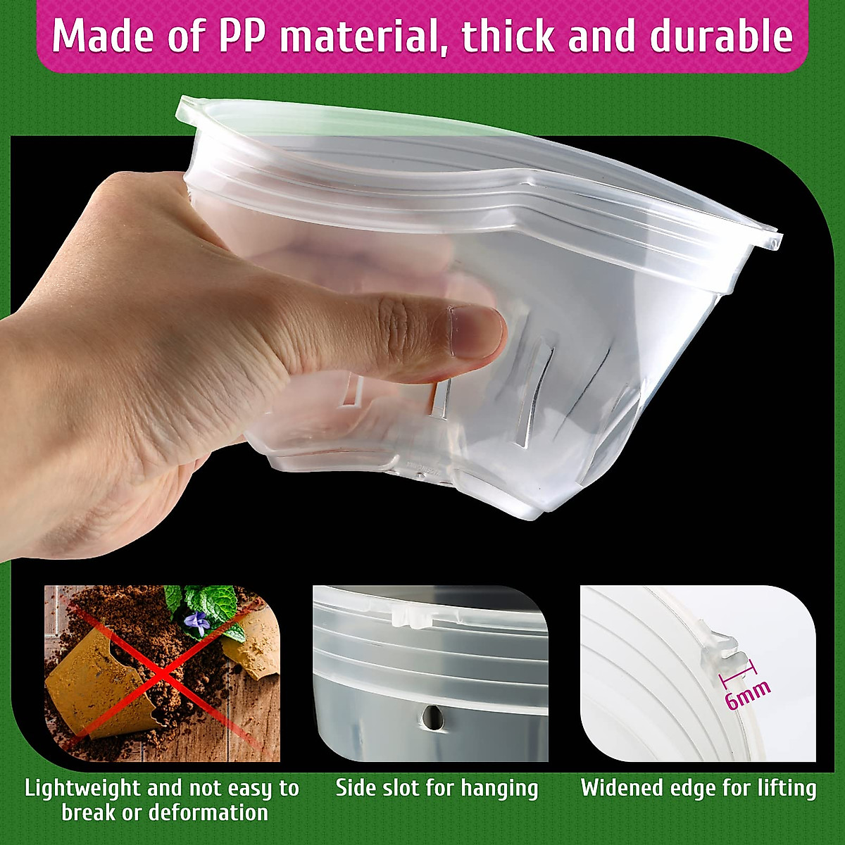 REMIAWY Orchid Pot, 9 Pack Orchid Pots with Holes, 3 Each of 4.8, 5.7 and 6.4 Inch Clear Orchid Pots for Repotting, Plastic Flower Plant Pot Indoor Outdoor, Slotted Orchids Planter