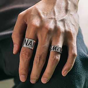 Personalized Name Ring for Men Women Stainless Steel Rings Custom Jewelry