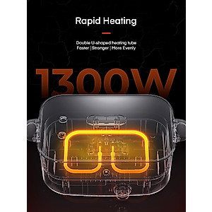 FOHERE 4.8Qt Hot Pot Electric, Ceramic Nonstick Electric Pot for Cooking, 1300W Electric Shabu Shabu Pot w/Dual Temperature Control for Home, Party, Family & Friend Gathering