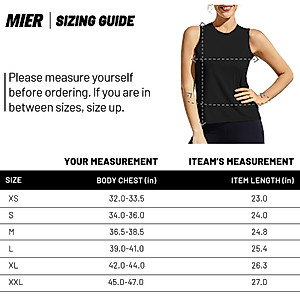 MIER Women's Athletic Sleeveless Summer Tops SPF UPF 50 Running Tank Shirt Crewneck Cool Dry Wicking Outdoor Walking Muscle Tee Black L