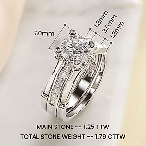 Blongme Wedding Ring Sets for him and her Women Sterling Silver CZ His Men Titanium Wedding Band Couples 925 Sterling Silver Size 5&10