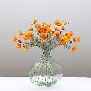 Artfen 6 Pcs Artificial Calliopsis Flowers Fake Silk Flower Table Kitchen Home Garden Party Wedding Decoration Approx 24'' High Warm Autumn Orange No Vase