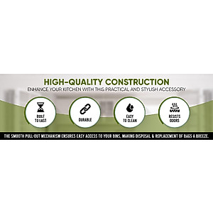 Kitchenflex Cabinet Trash Can Pull Out Kit-Bin Not Included| Space-Saving Cabinet Solution with Easy Installation | Efficient Waste Management| Pull Out Garbage Can for Kitchen Cabinet