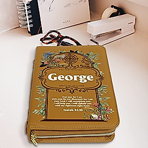 10x7 Inch Personalized Bible Cover – Create Your Own Design, Custom Bible Cover and Carrying Case with Handle – Leatherette Book Covers and Bible Case for Women - Brown (Design 5)