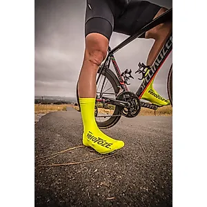 veloToze Tall Shoe Cover 2.0 - Covers Road Cycling Shoes - Water-Proof, Windproof Overshoes for Bike Rides in Spring, Fall, Winter Rainy, Cold Weather - Bright Colors Make Road Biking Trips Safer