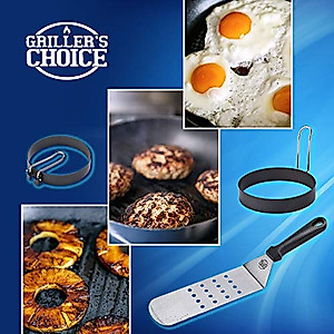 Grillers Choice- Ultimate Griddle Accessories Set- Metal Spatula Set for Flat top Grills, Commercial Heavy Duty Stainless Steel,Flat Top,Hibachi,Grilling- Designed by Chef and BBQ Judge