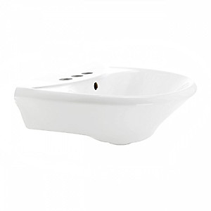 Ondine 16 inch Pedestal Sink – Compact White Sink with Overflow And Pre-Drilled Holes – Heavy Duty Grade A Vitreous China Built - Porcelain Scratch And Stain Resistant - Renovators Supply