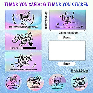 1120 Pieces Thank You Cards and Stickers Set, Include 120 Thank You Business Card 1000 Thank You Roll Labels Thank You for Supporting My Small Business Stickers Cards Package Insert (Chic Style)