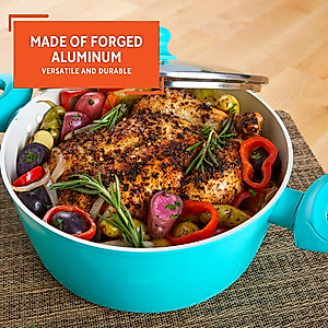 IMUSA USA Teal 3Qt Forged Dutch Oven with Glass Lid, 3 Quart