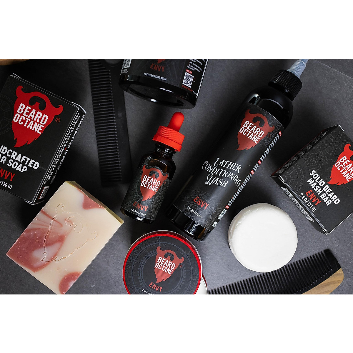 Beard Octane: Envy - Natural Beard Balm w/Shea Butter - 2 Oz - Conditions and Styles - Made in USA - Cologne Scented