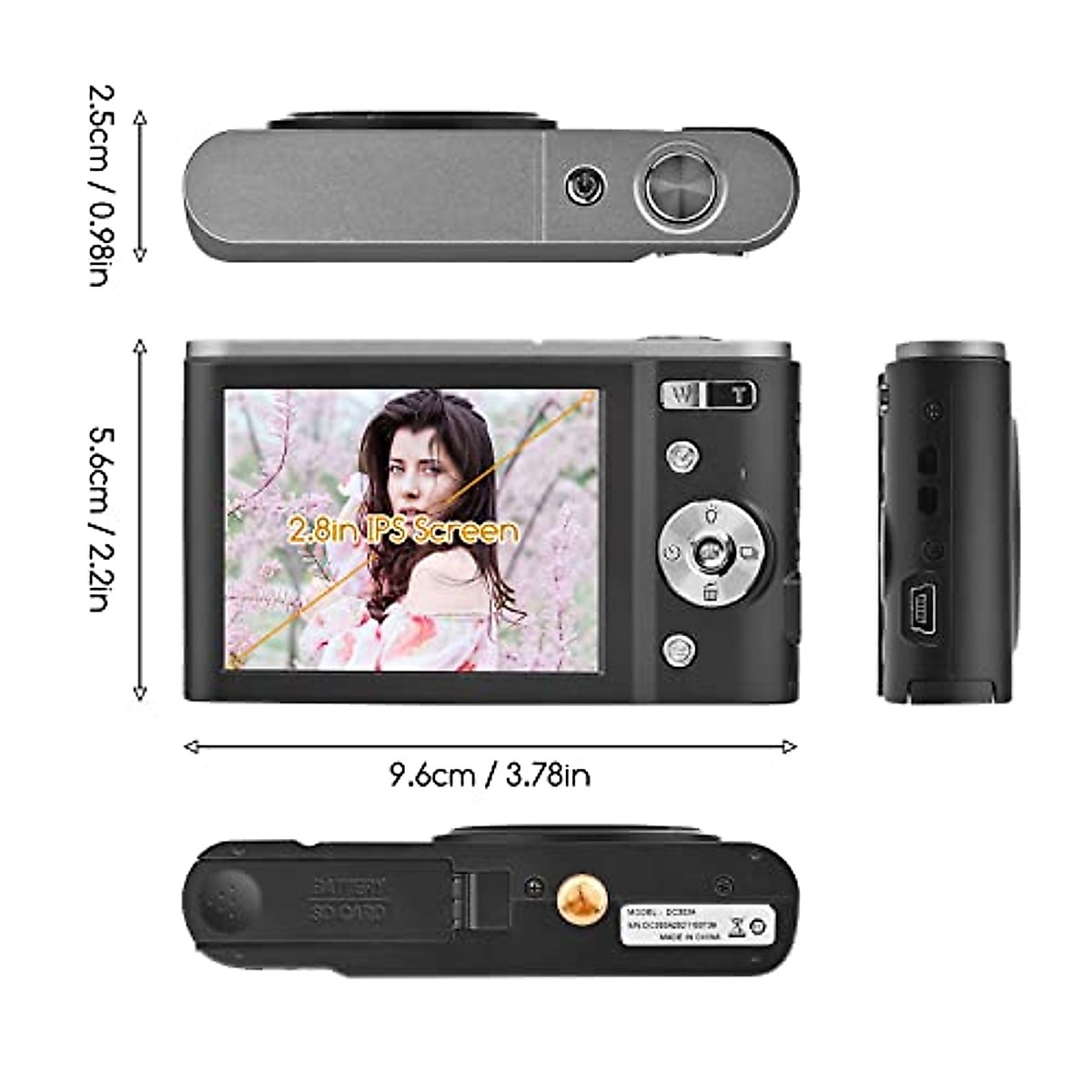 Andoer Portable Digital Camera 48MP 4K 2.8-inch IPS Screen 16X Zoom Self-Timer 128GB Extended Memory Face Detection Anti-Shaking with 2pcs Batteries 32GB Memory Card Hand Strap Carry Pouch