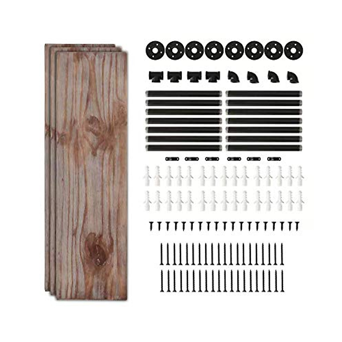 Industrial Wall Mounted Pipe Shelving,Rustic Metal Floating Shelves,Steampunk Real Wood Bookcases,DIY Bookshelf Hanging Shelves,Farmhouse Kitchen Bar Office Home Storage (4-Tier with 3 Boards,36in)