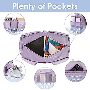 sportsnew Yoga Gym Bags for Women with Shoes Compartment and Wet Dry Storage Pockets with Adjustable Yoga Mat Holder, Purple