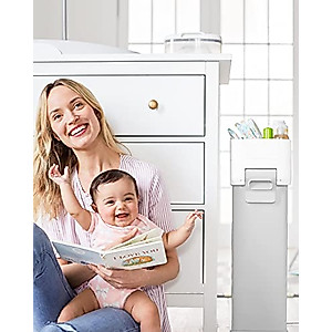 Skip Hop Diaper Pail with Dual Air-Lock, Universal Refill Bags, White