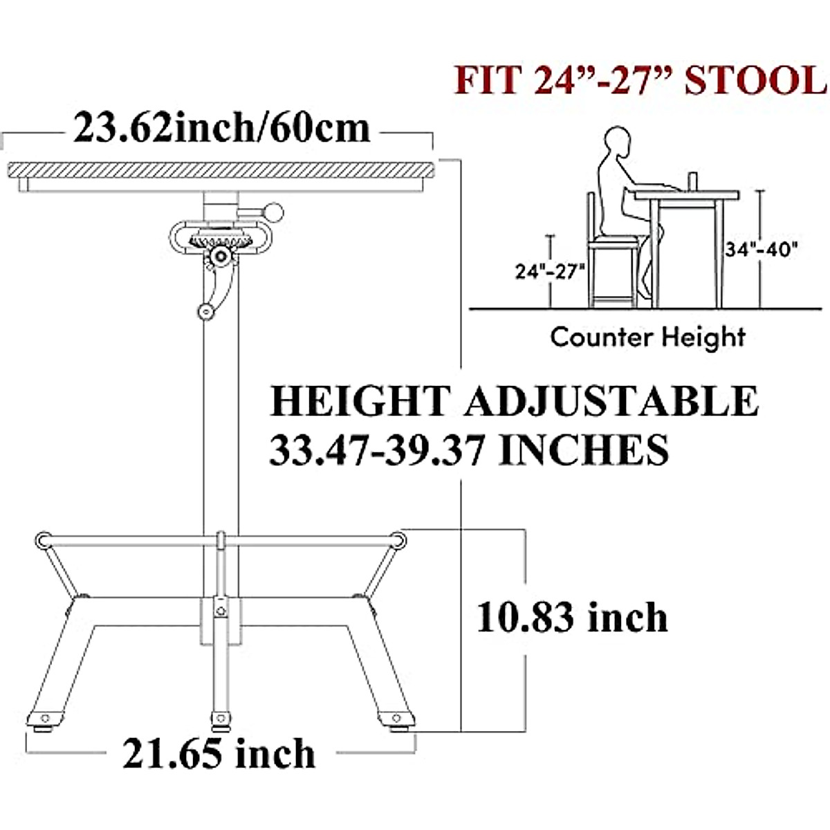 BOKKOLIK Industrial Bar Set Vintage Bar Table(33-39inch) and Set of 2 Rustic Bar Stools with Backrest(24-27inch) for Kitchen Dinning Room Coffee House