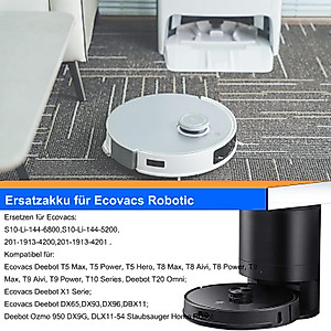 kunbow 5200mAh Li-ion Battery, Replacement Battery for Ecovacs Deebot Ozmo 950 DX9G,Deebot T20 Omni,Deebot X1, Deebot T8 Pure,T8+, Deebot T9,Deebot T10,Deebot T5 Home Cleaner Robot. (14.4V/74.88Wh)