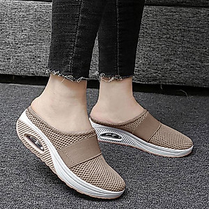 JWSVBF Wide Width Sneakers Sandals for Women, Mesh Slingback Breathable Casual Wedges Thick Sole Slipper, Fashion Sandals Women Comfortable Closed Toe, Non-Slip Fitness Running Sports Shoes