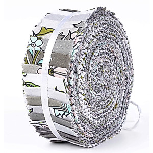 Soimoi 40Pcs Block Print Precut Fabrics Strips Roll Up 1.5x42inches Cotton Jelly Rolls for Quilting - Black